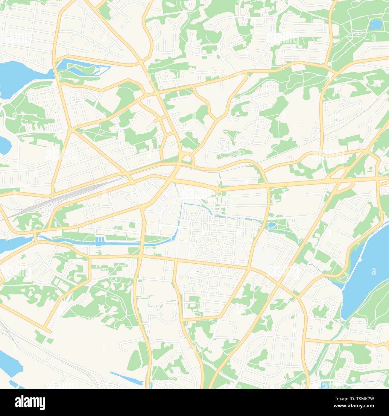 Printable map of Rauma, Finland with main and secondary roads and ...