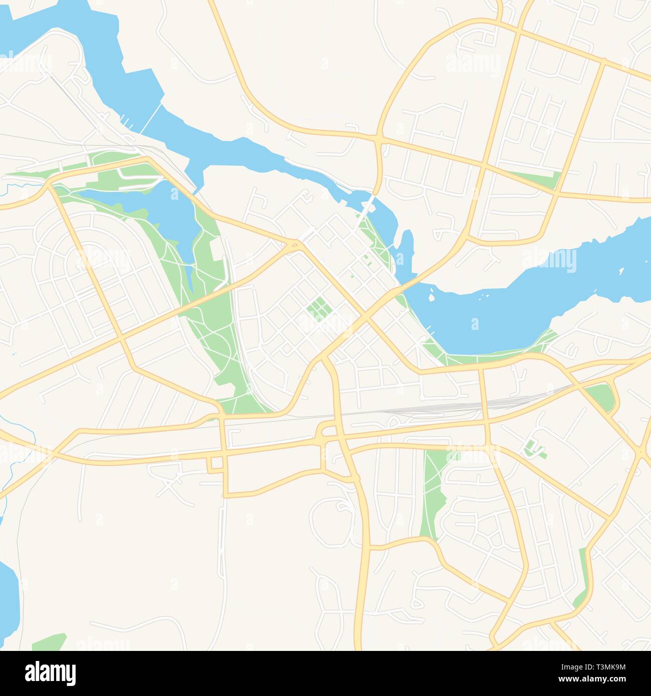 Printable map of Kajaani, Finland with main and secondary roads and ...