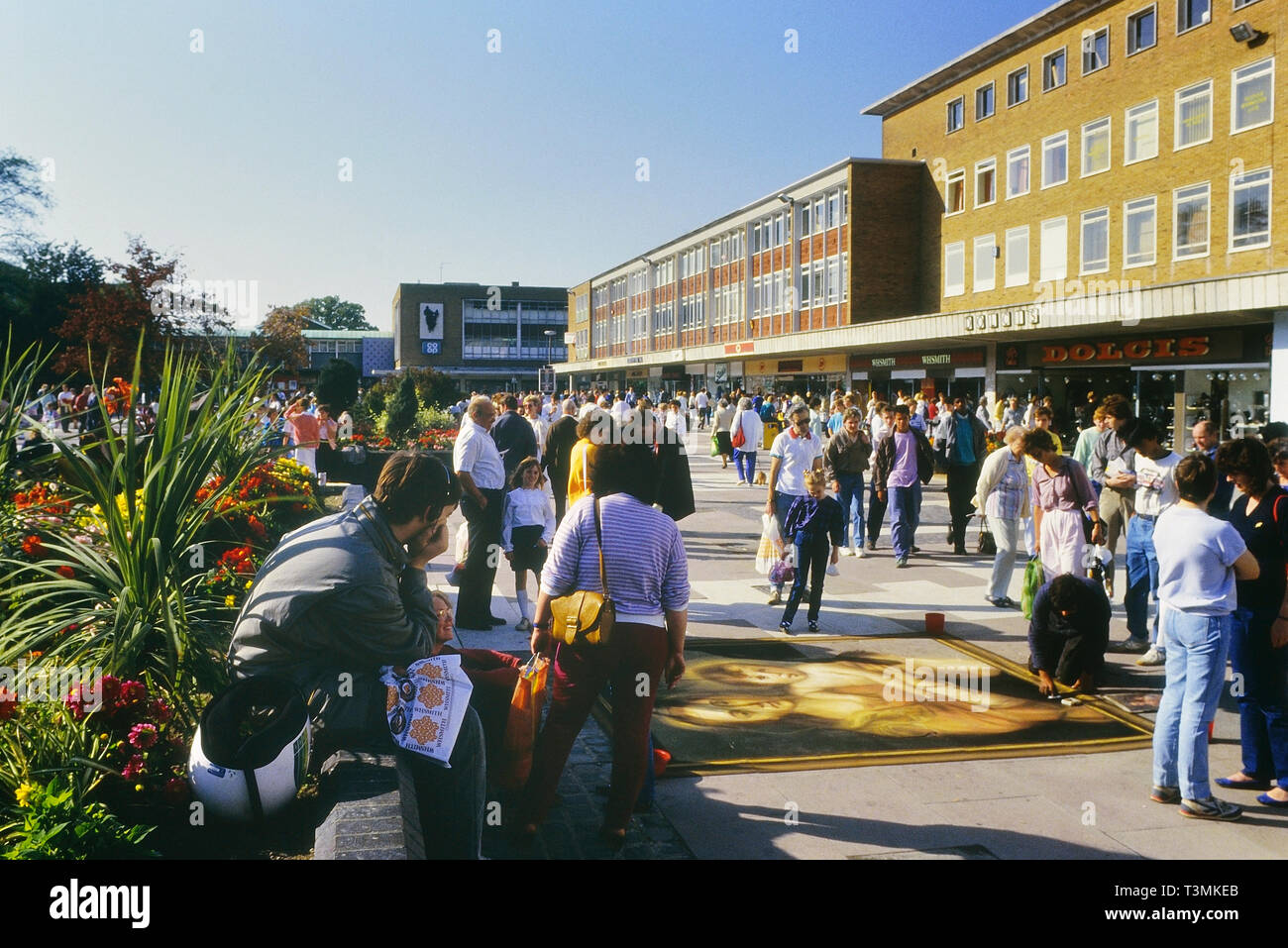 Queens Square shopping centre, Crawley, West Sussex, England, UK. Circa ...