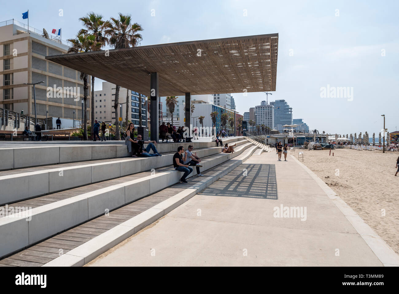 Israel, Tel Aviv-Yafo - 22 March 2019: The new Tayelet - Central Beach ...