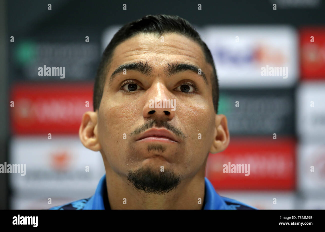 Napoli's Allan Marques Loureiro during the press conference at Emirates ...