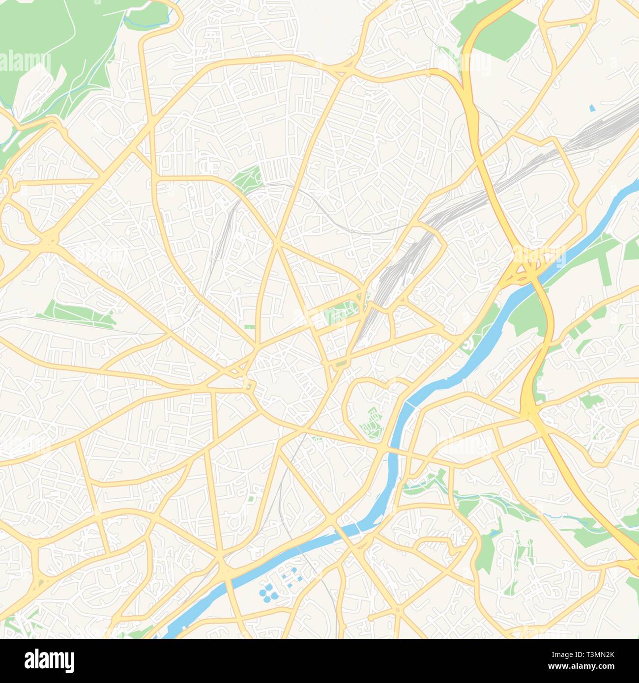 Printable map of Limoges, France with main and secondary roads and ...