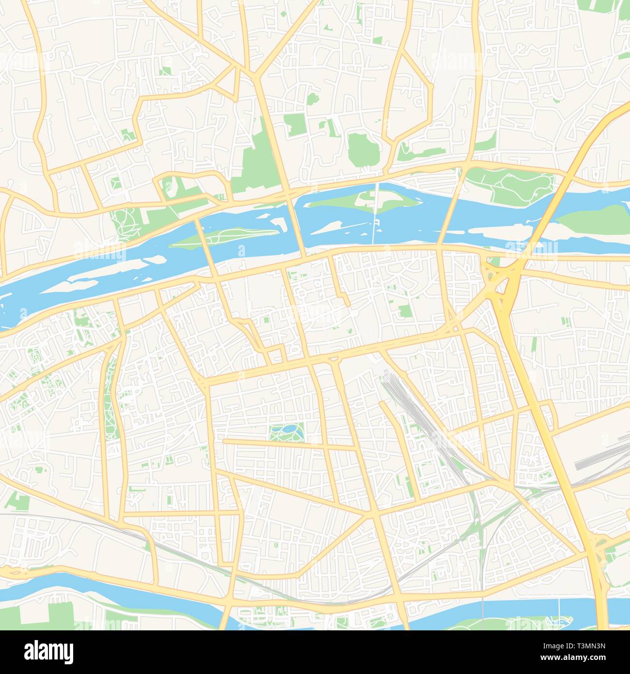 Printable map of Tours, France with main and secondary roads and larger ...