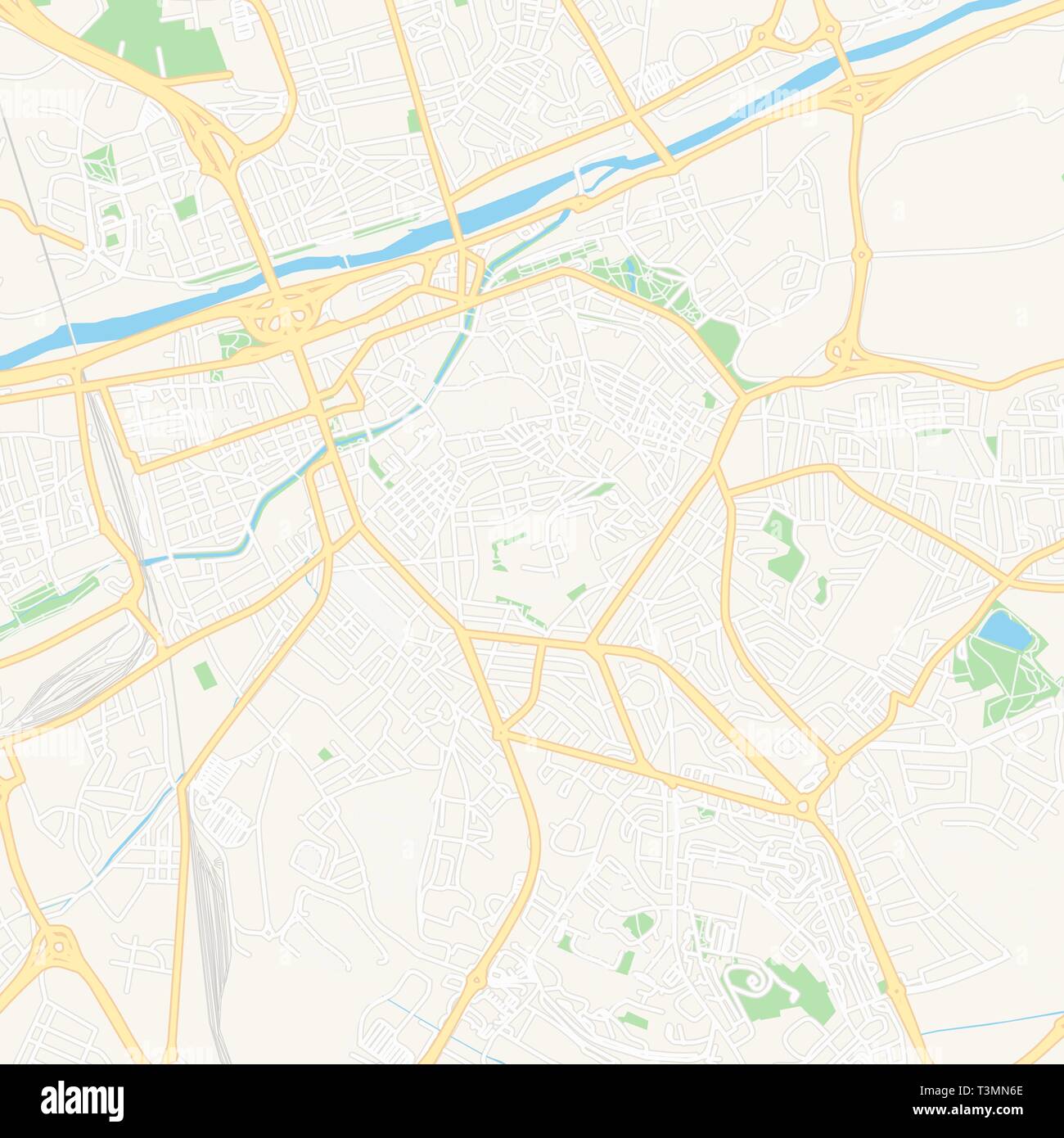 Printable map of Perpignan, France with main and secondary roads and ...