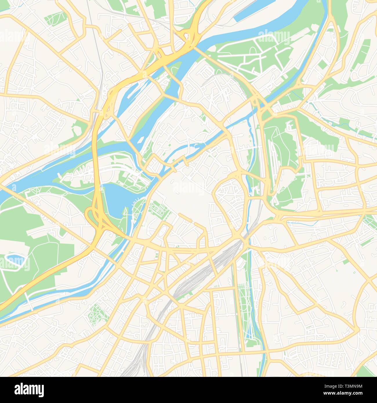 Printable map of Metz, France with main and secondary roads and larger ...