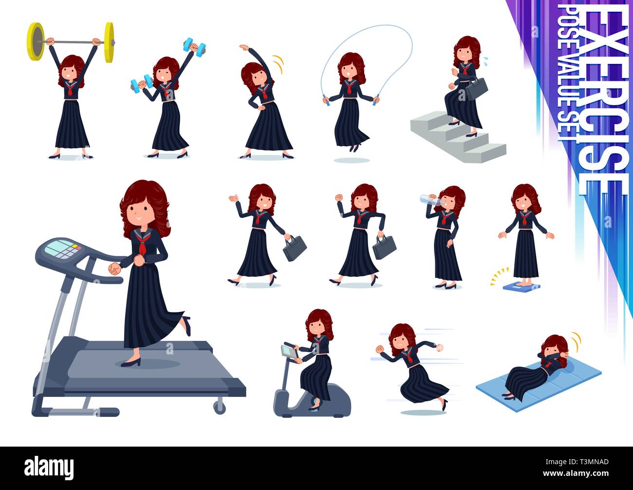 A set of japan school girl on exercise and sports.There are various ...