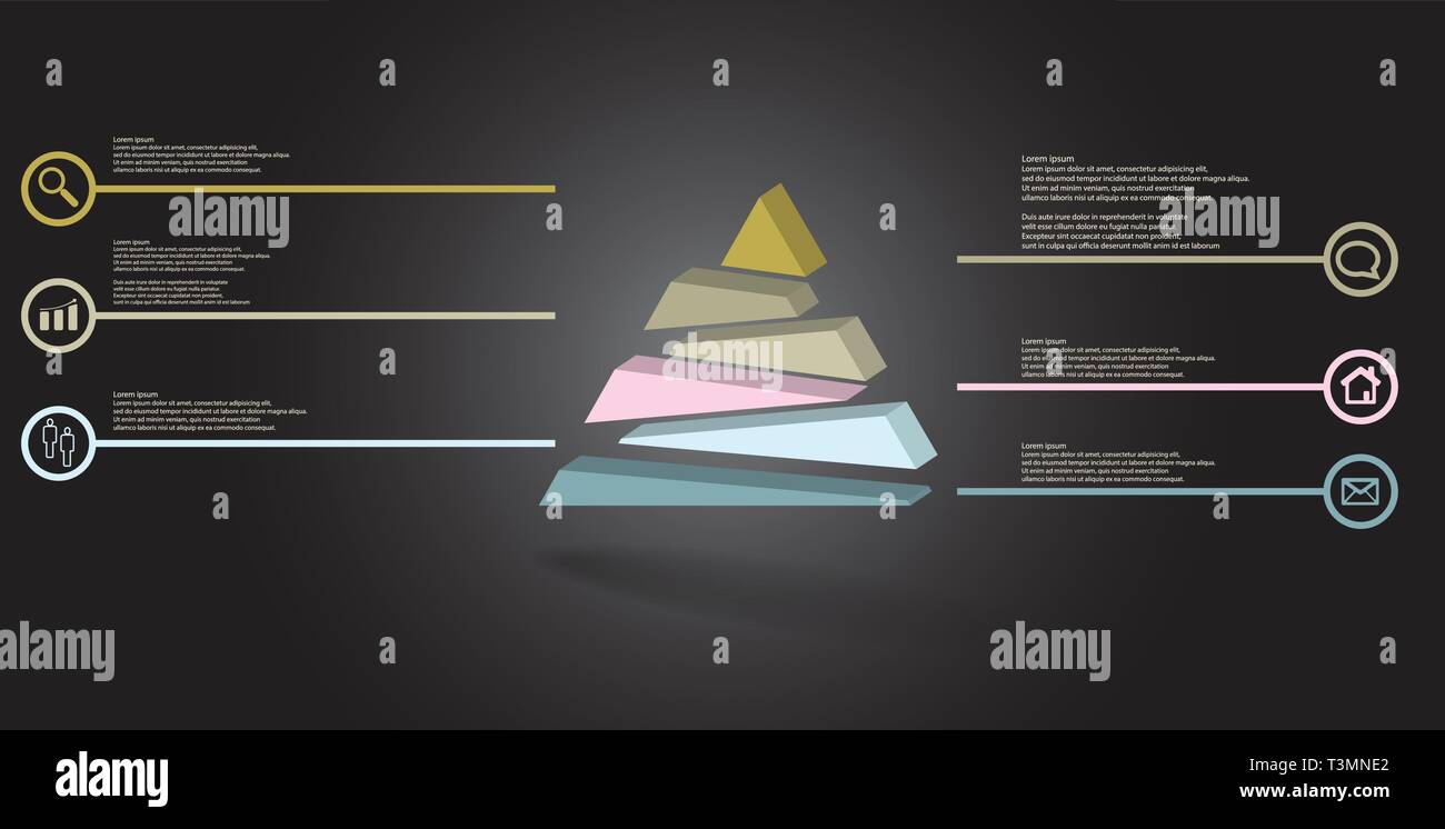 3D illustration infographic template. The embossed triangle is randomly ...