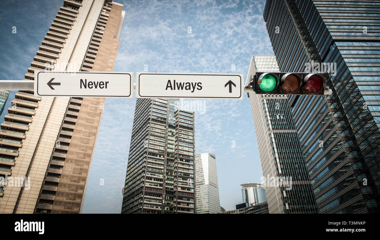 Street Sign Always versus Never Stock Photo - Alamy
