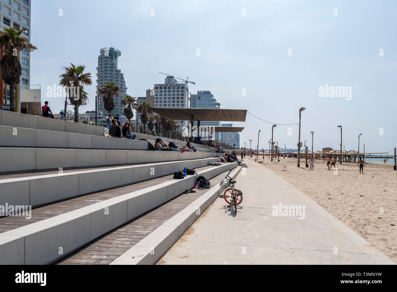 Israel, Tel Aviv-Yafo - 22 March 2019: The new Tayelet - Central Beach ...