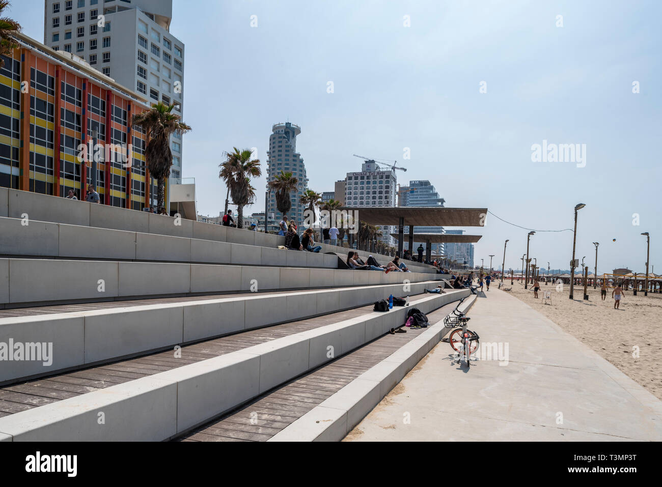Israel, Tel Aviv-Yafo - 22 March 2019: The new Tayelet - Central Beach ...
