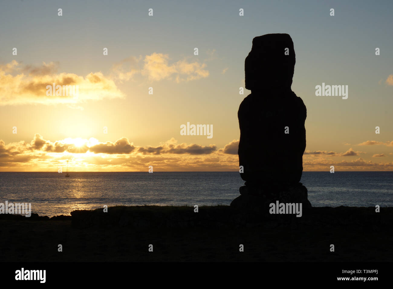 Moai Easter Island - Sunset Stock Photo - Alamy