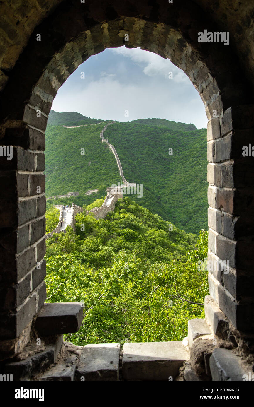 view through one of he many openings on the top of the wall Stock Photo ...