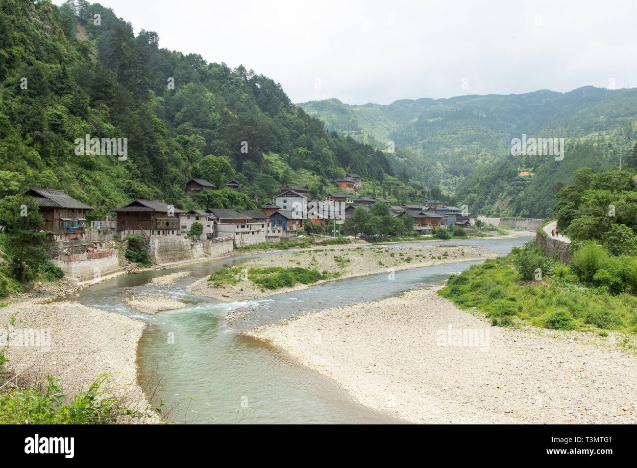 qingman miao village beside the river Stock Photo - Alamy