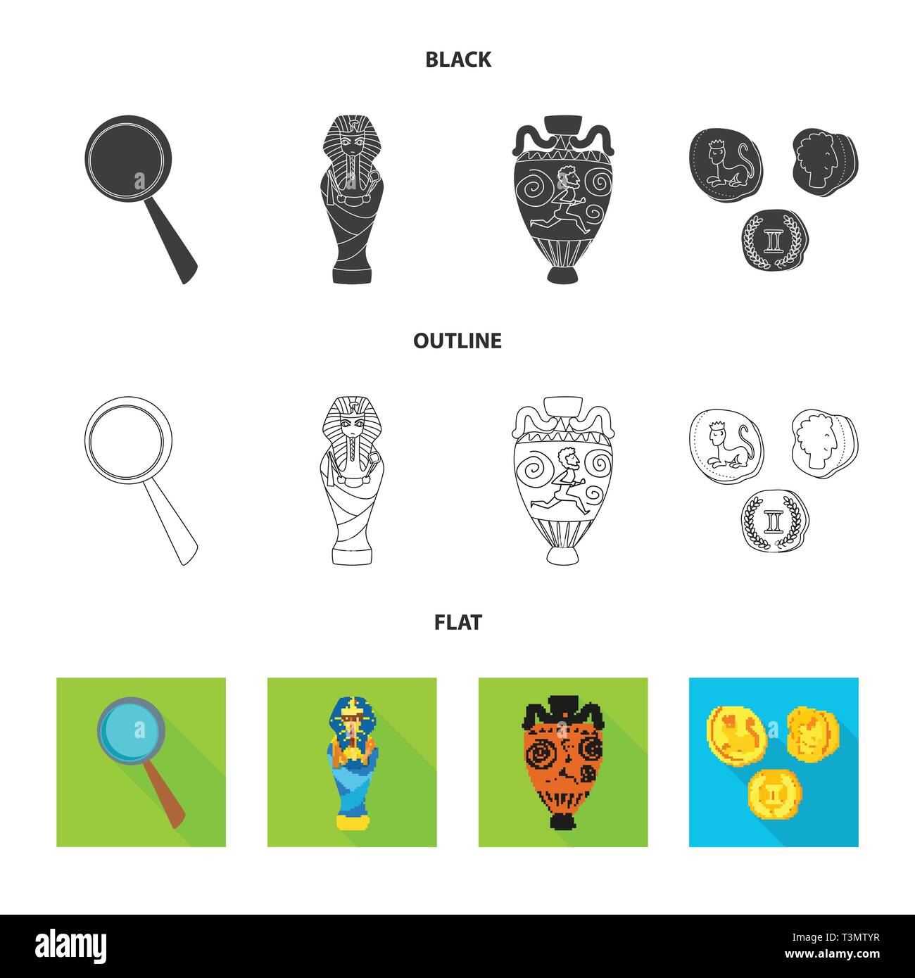 Vector illustration of story and items icon. Set of story and ...