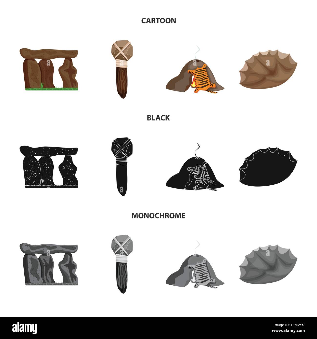 Vector illustration of evolution and prehistory symbol. Set of ...