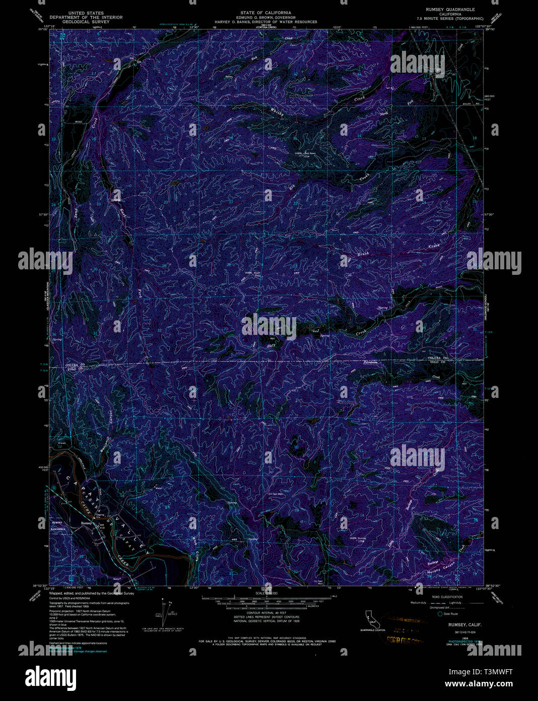 USGS TOPO Map California CA Rumsey 294847 1959 24000 Inverted ...
