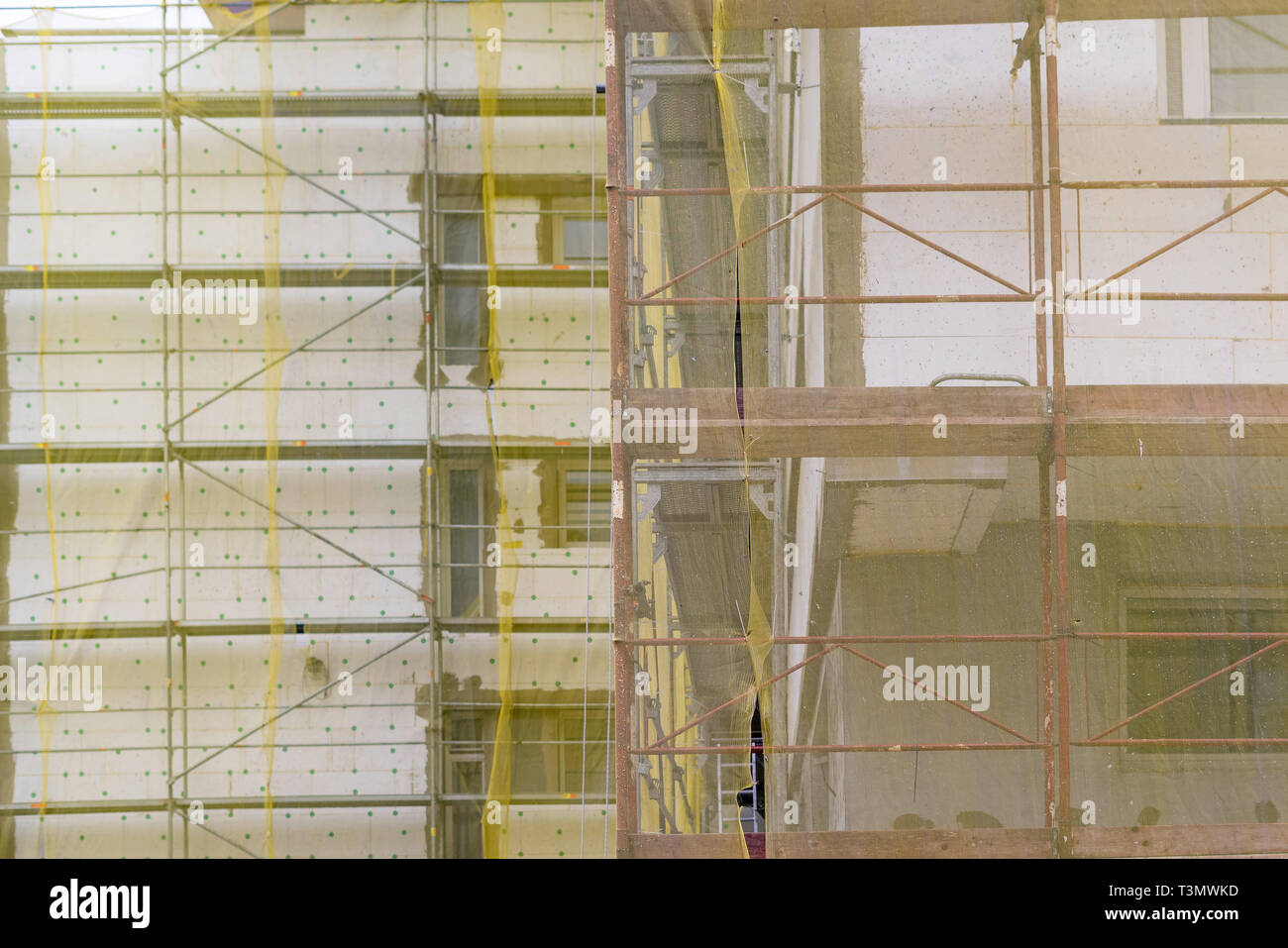 Building facade renovation, house reconstruction, repair Stock Photo ...