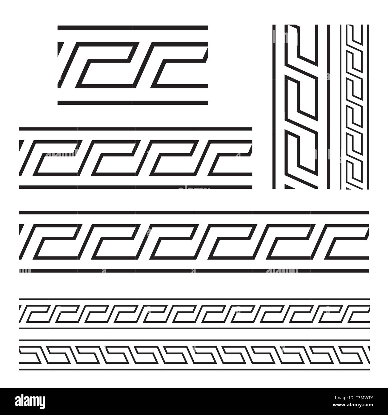 Greek key. Typical egyptian, assyrian and greek motives vector borders ...