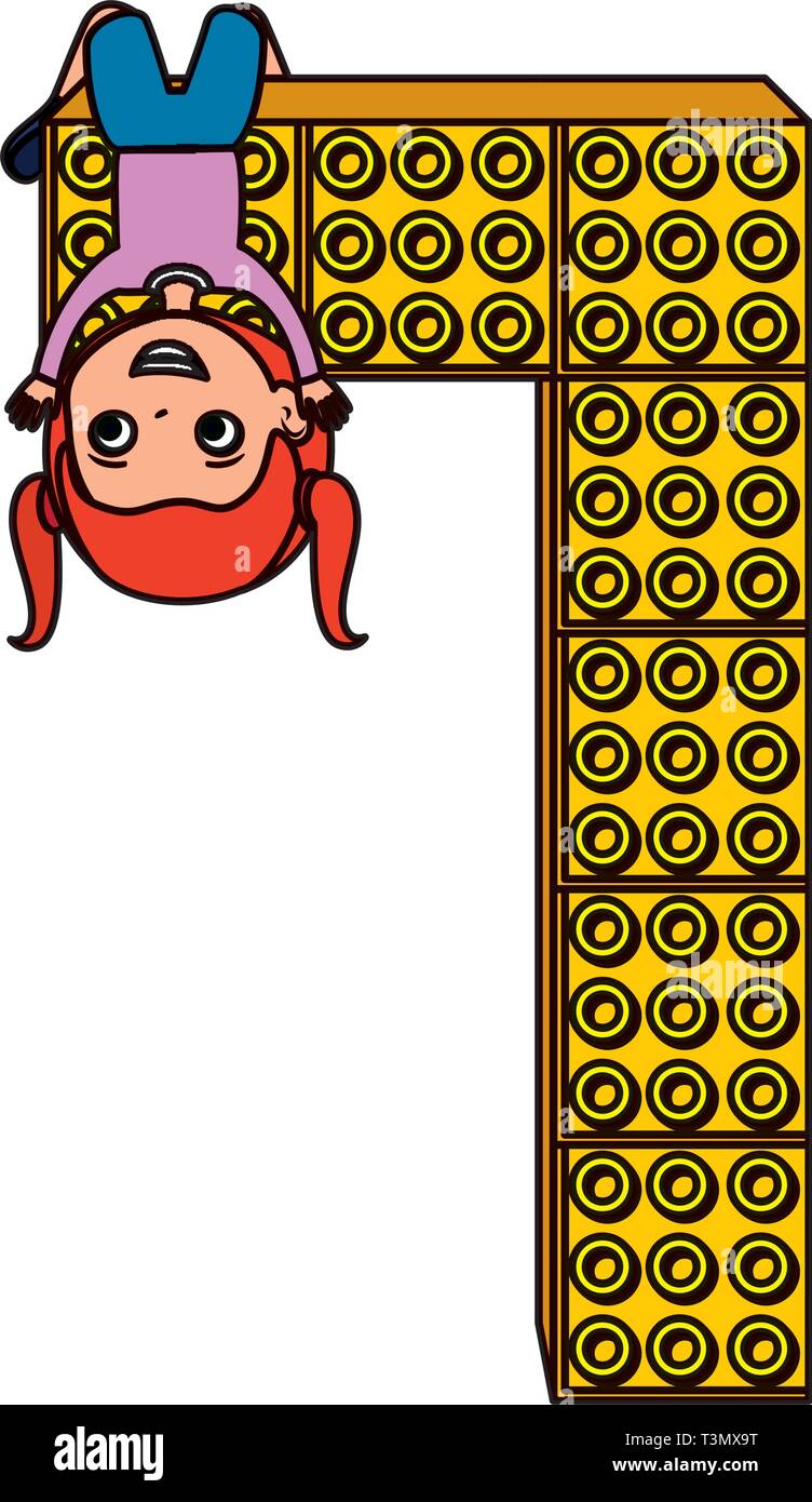 little girl with number seven and toy pieces Stock Vector Image & Art ...