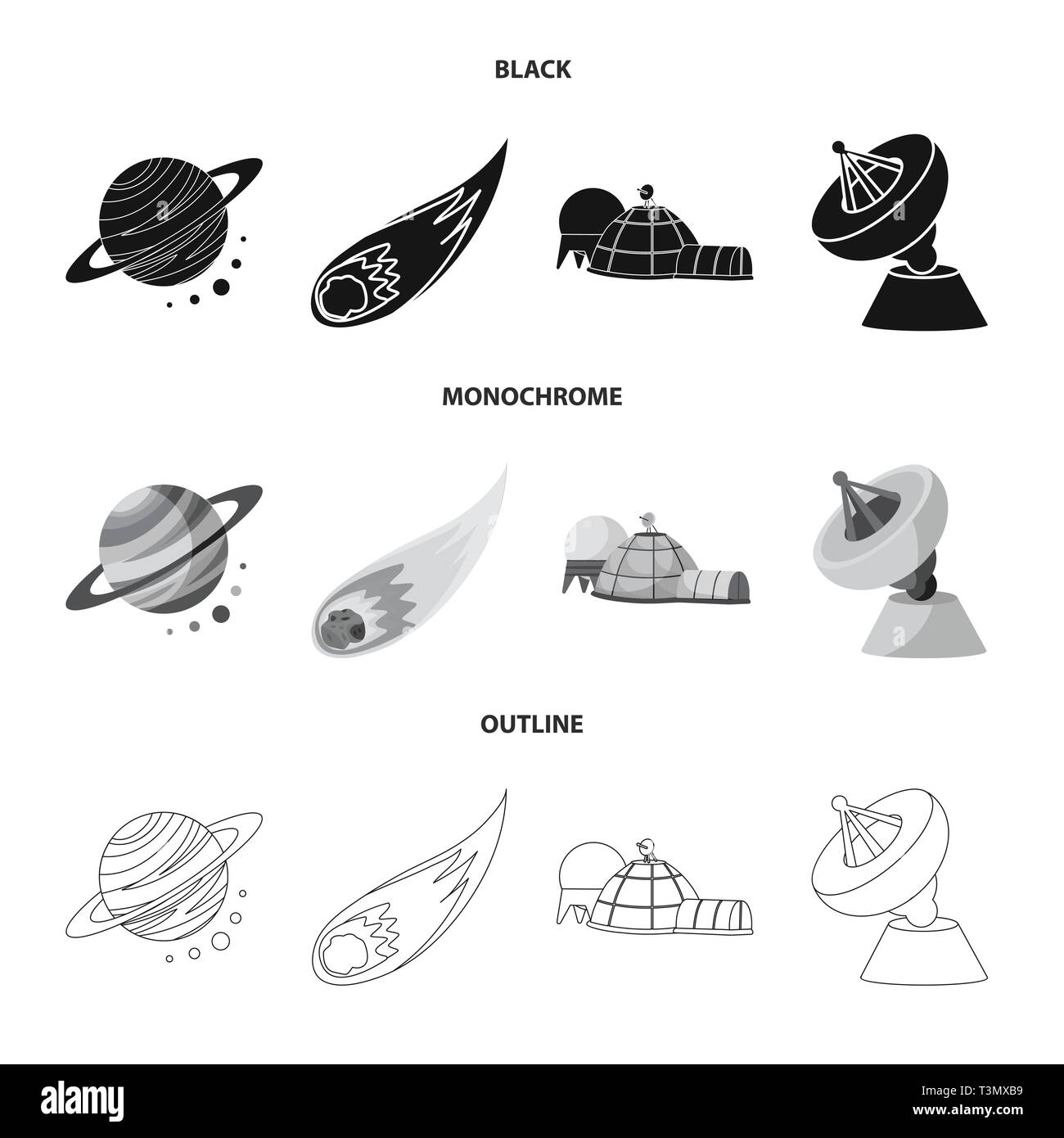 Isolated object of astronomy and technology sign. Collection of ...