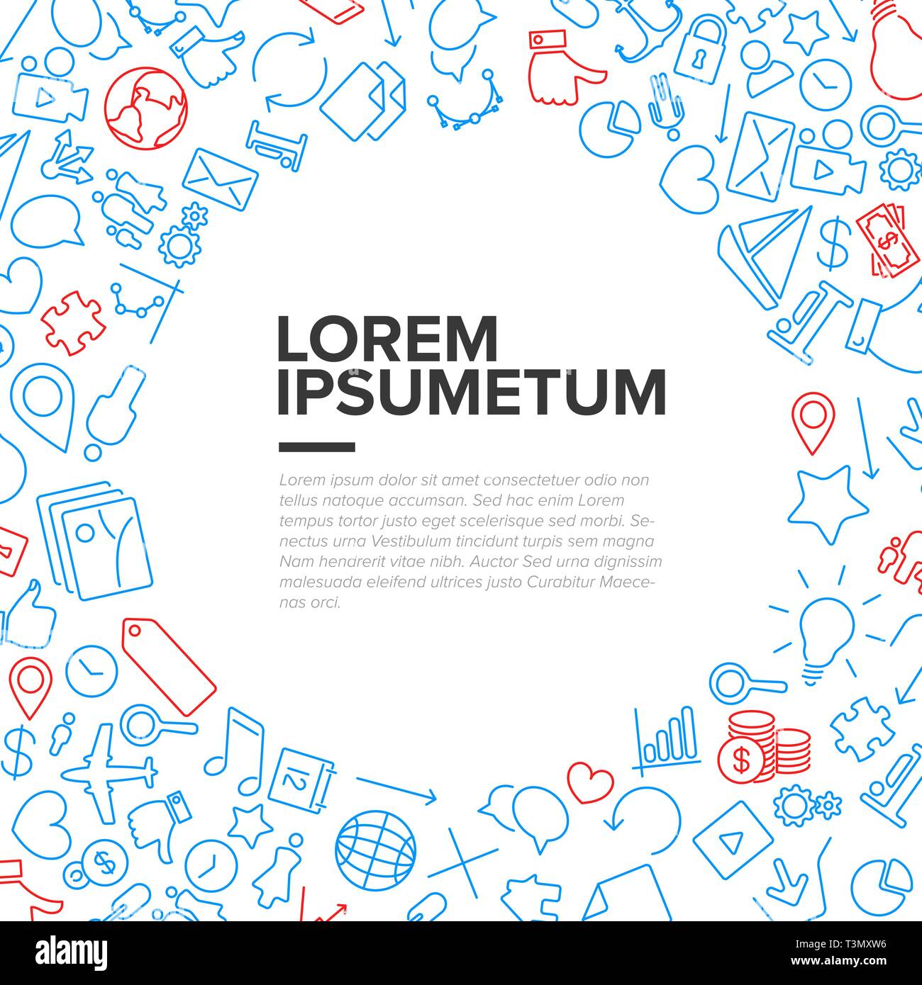 Communication flyer template made from icons and pictograms Stock ...