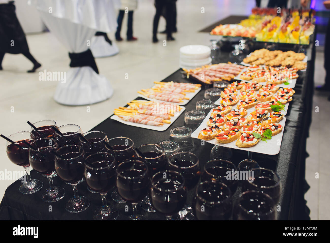 a lot of cold snacks on buffet table, catering Stock Photo - Alamy