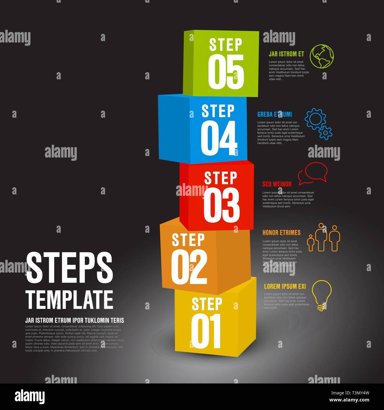 Vector five steps progress infographic vertical template made from ...