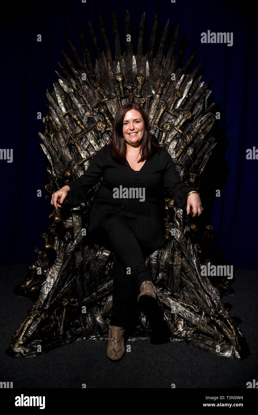 Eimear Kearney poses on the 'Iron Throne' during the launch of the Game ...