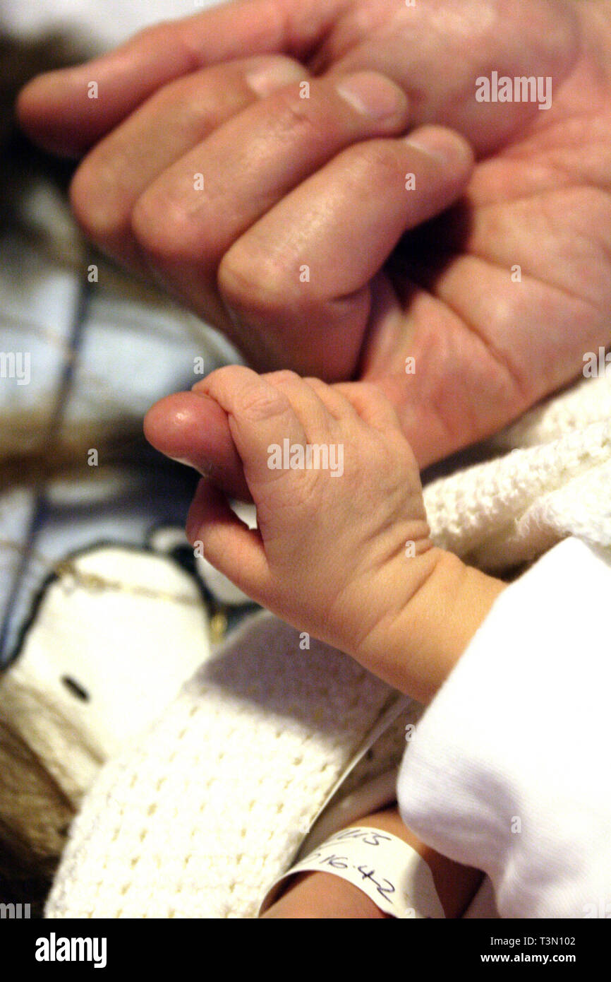 Baby tiny hand approximately twenty minutes after she was born. Warwick ...