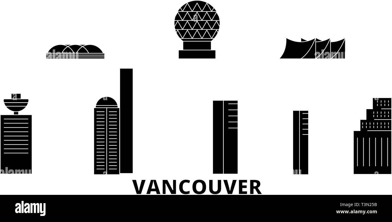 Canada, Vancouver City flat travel skyline set. Canada, Vancouver City ...