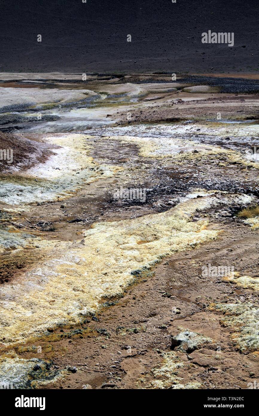 View on yellow and white surface of salt lake - Maricunga Salt flat ...