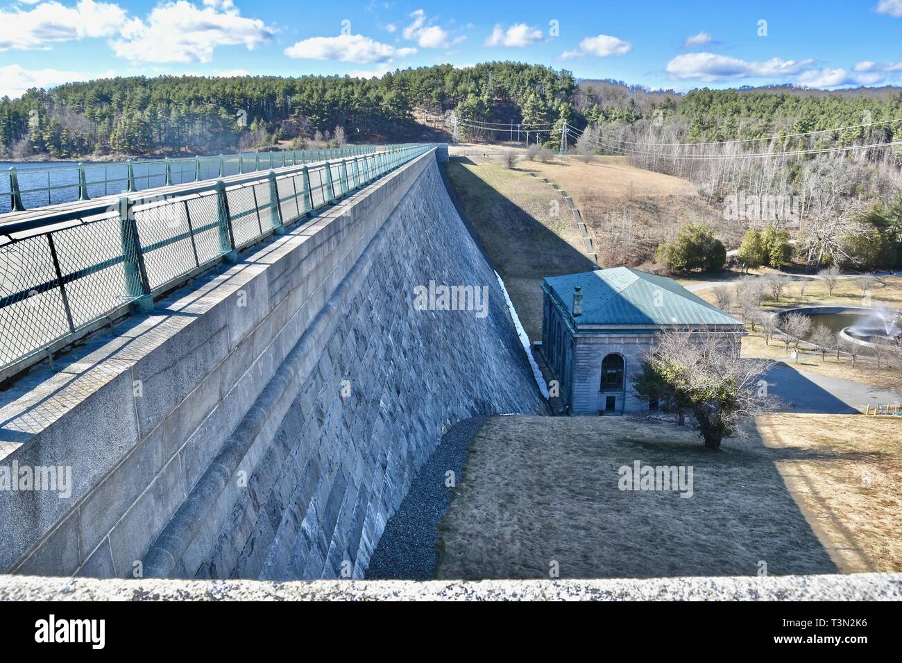 The dam to the Wachusett Reservoir in Clinton, Massachusetts Stock ...