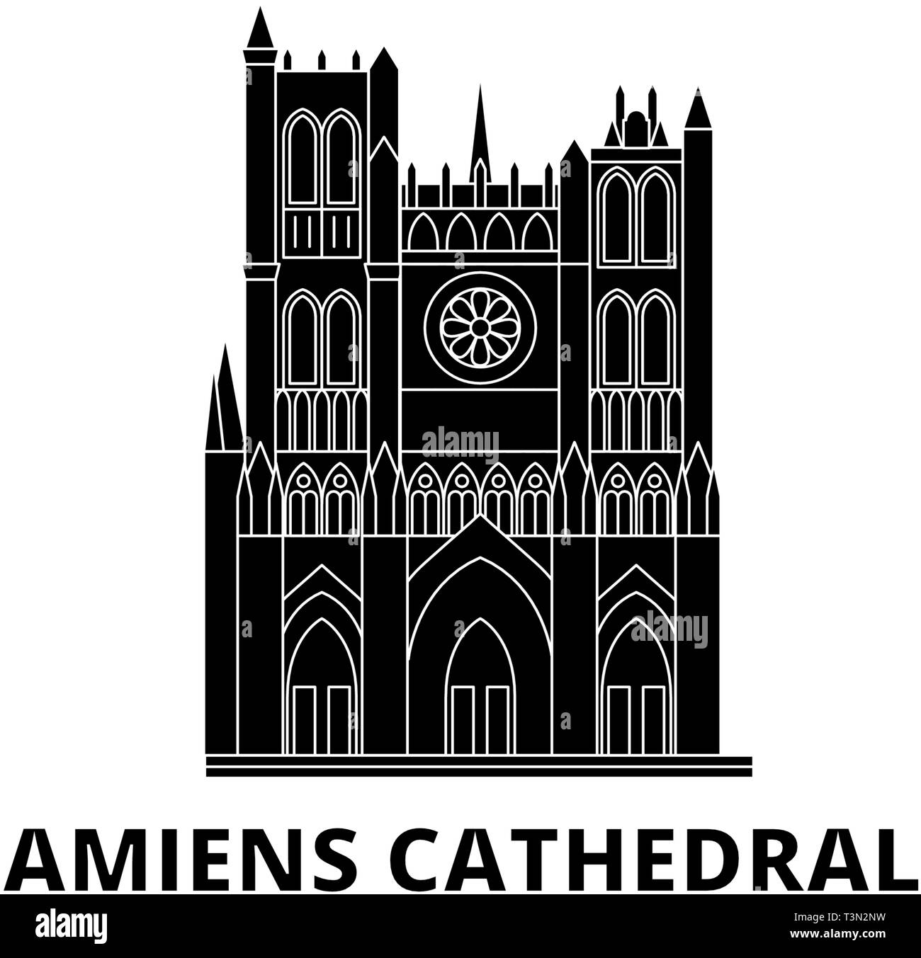 France, Amiens Cathedral flat travel skyline set. France, Amiens ...