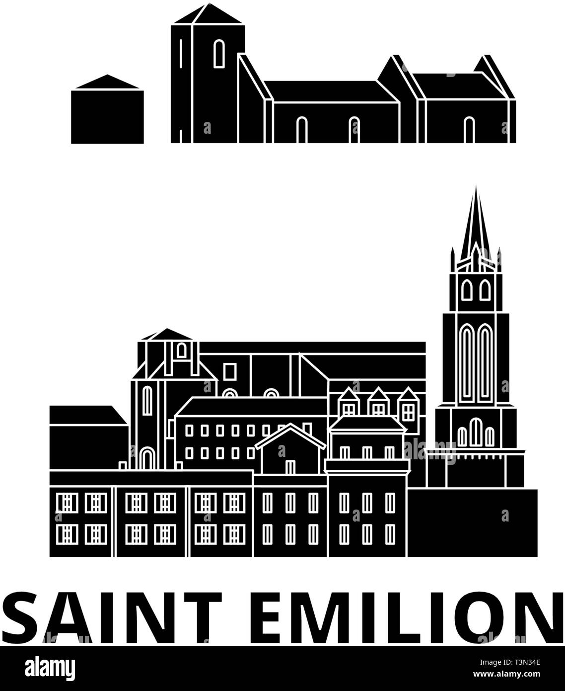 France, Saint Emilion flat travel skyline set. France, Saint Emilion ...