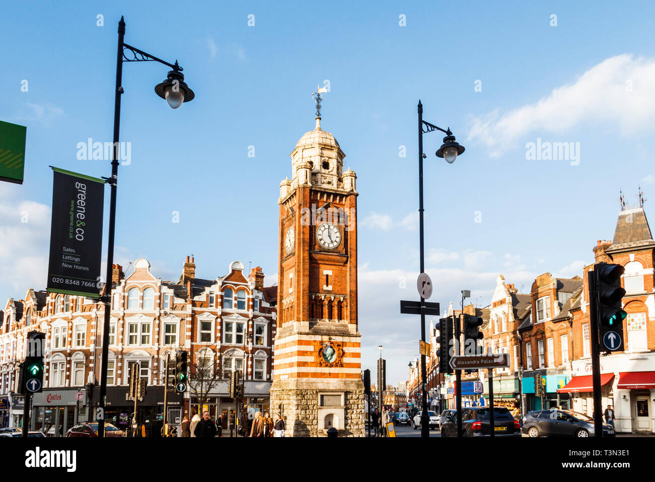 The Clock Tower in Crouch End, London, UK, erected in 1895 in ...