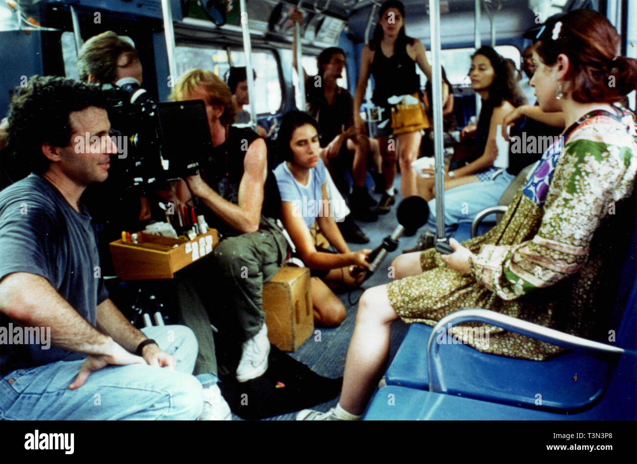 Movie director Hal Salwen and Alanna Ubach filming Hello Denise, 1990s ...
