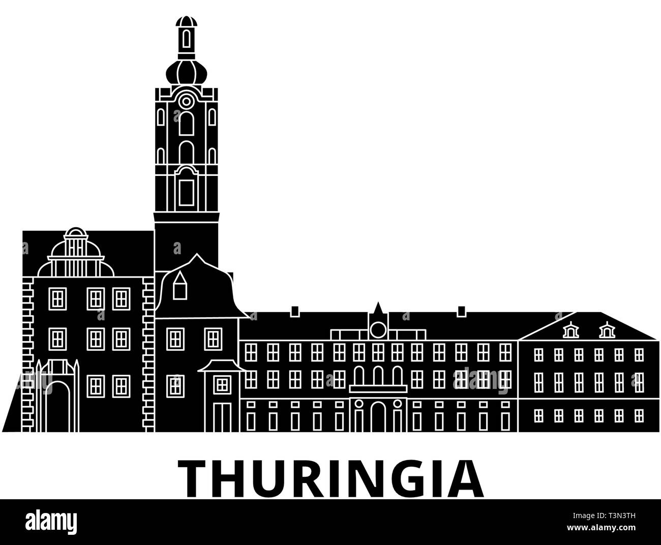 Germany, Thuringia flat travel skyline set. Germany, Thuringia black ...