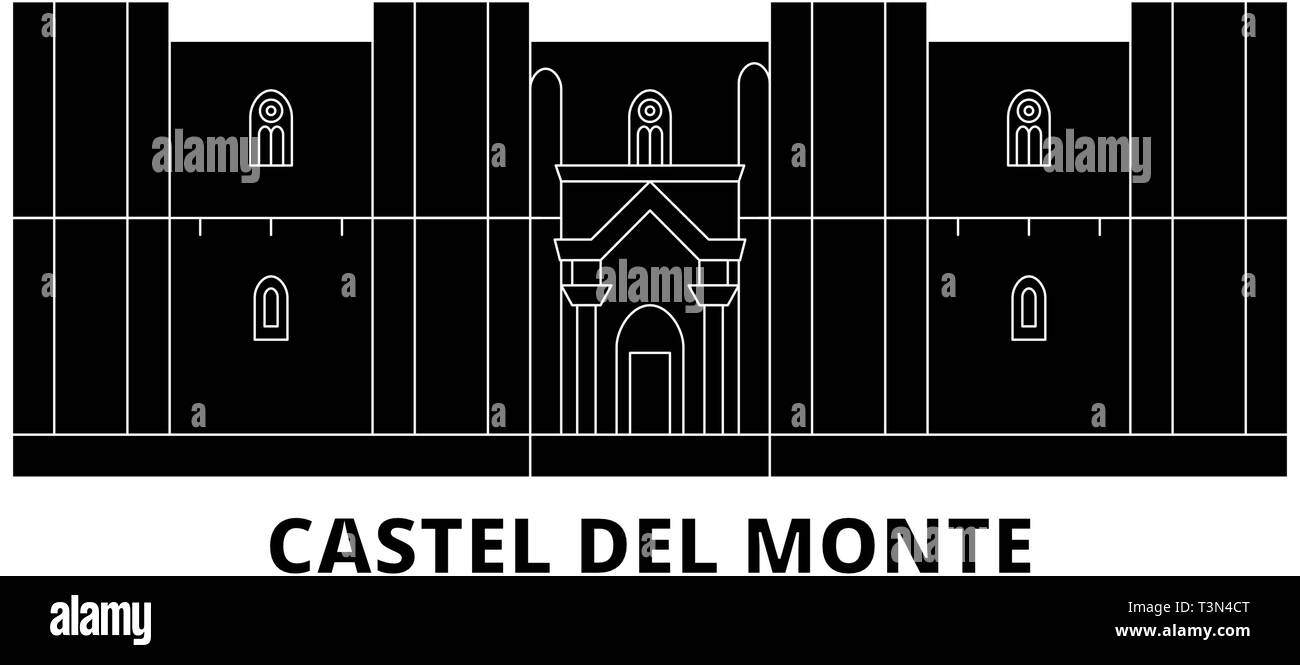 Italy, Apulia, Castel Del Monte flat travel skyline set. Italy, Apulia ...