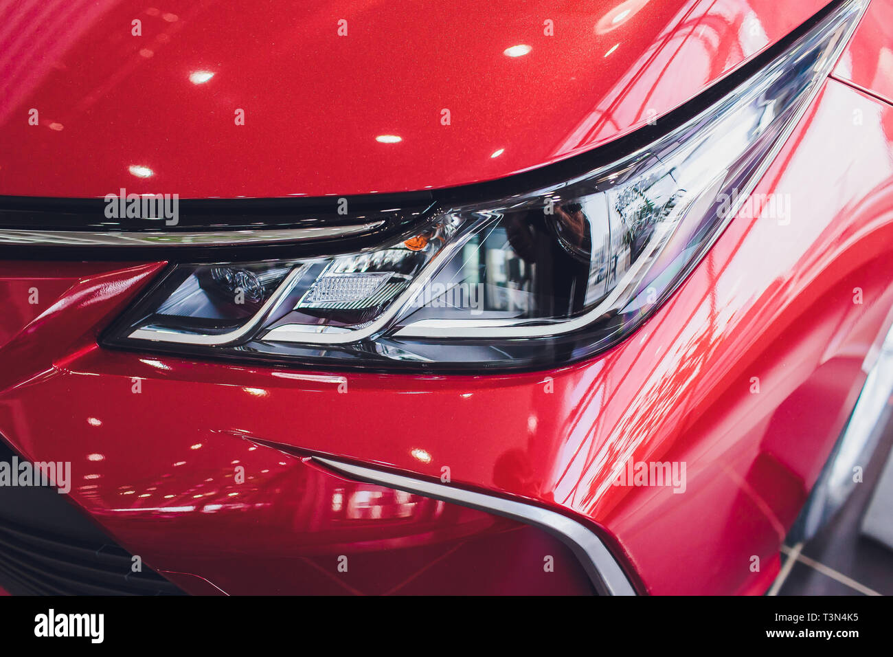 Beautiful parts of the new car. Car headlights, headlights, body lights ...