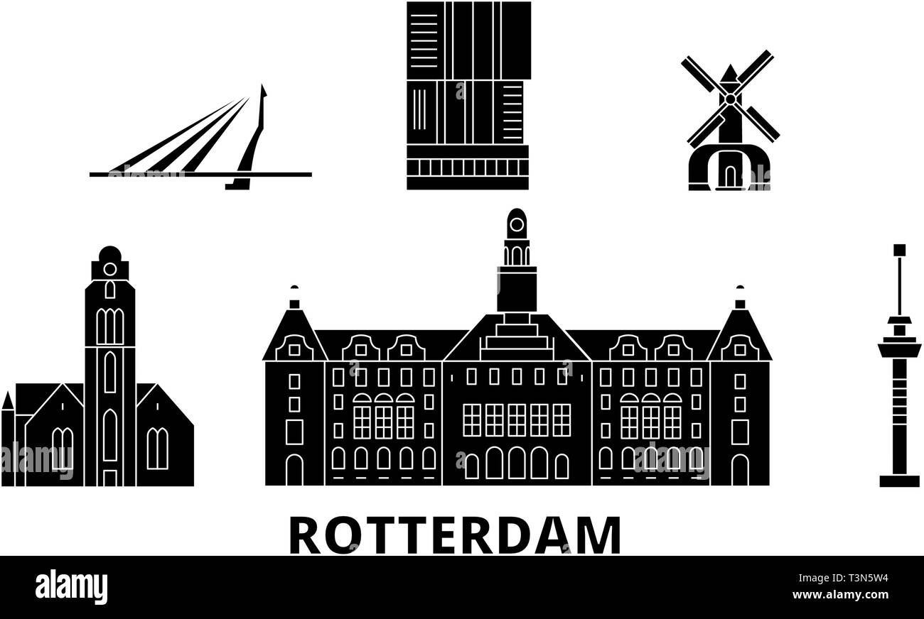 Skyline rotterdam erasmus suspension bridge Stock Vector Images - Alamy