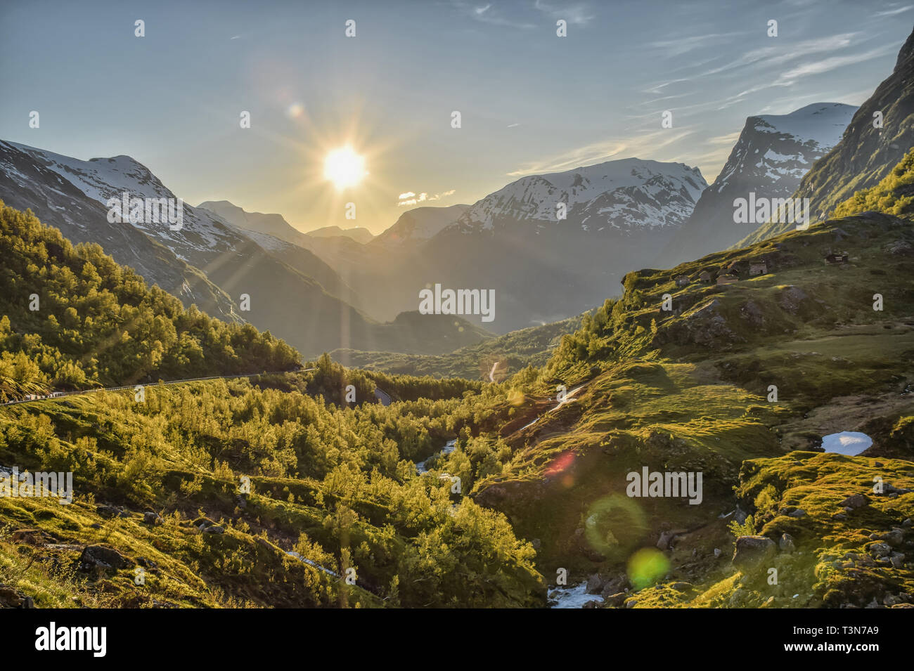 Sunset near Geiranger Fiord, Norway Stock Photo - Alamy