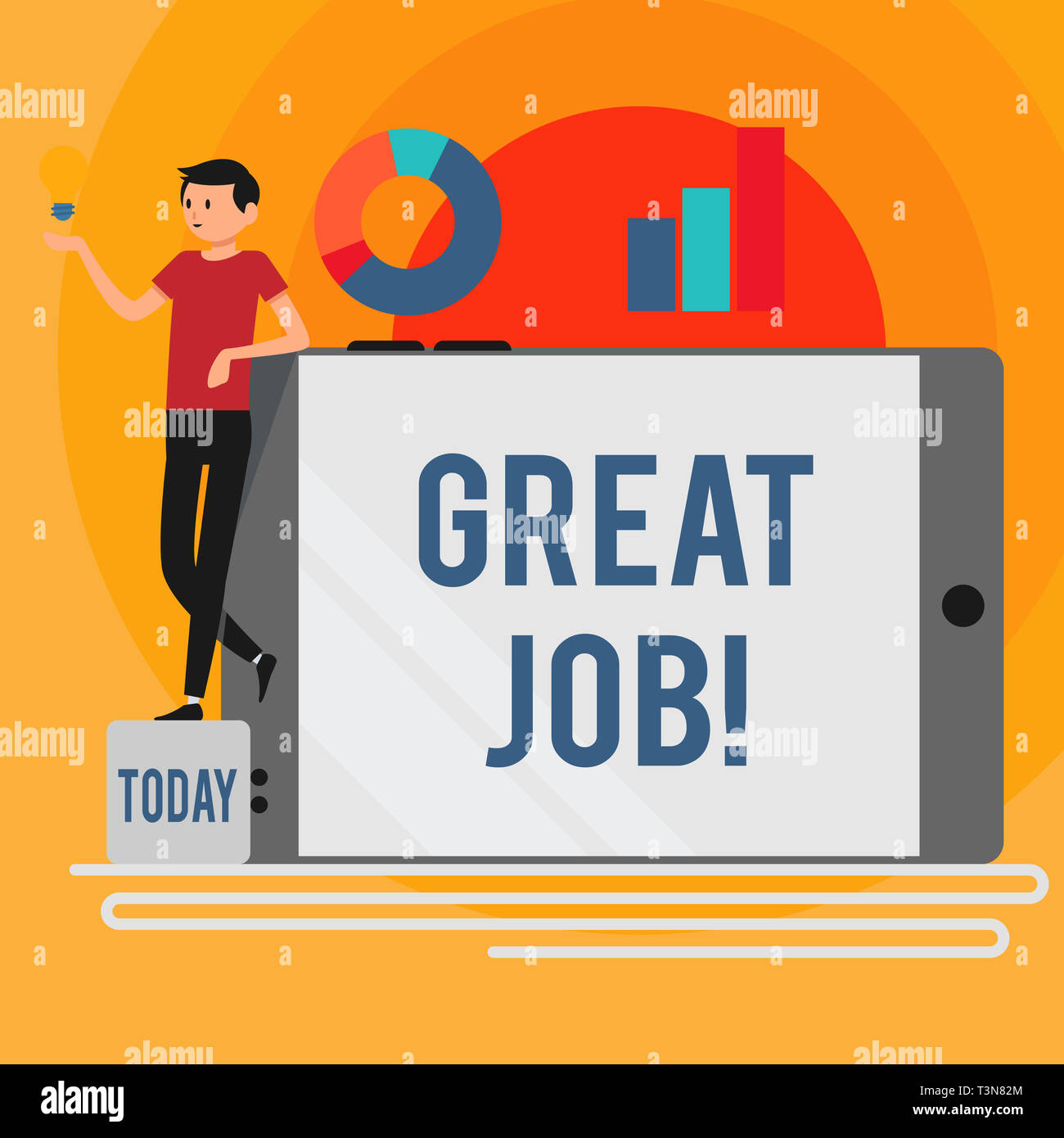 Word writing text Great Job. Business photo showcasing used praising ...