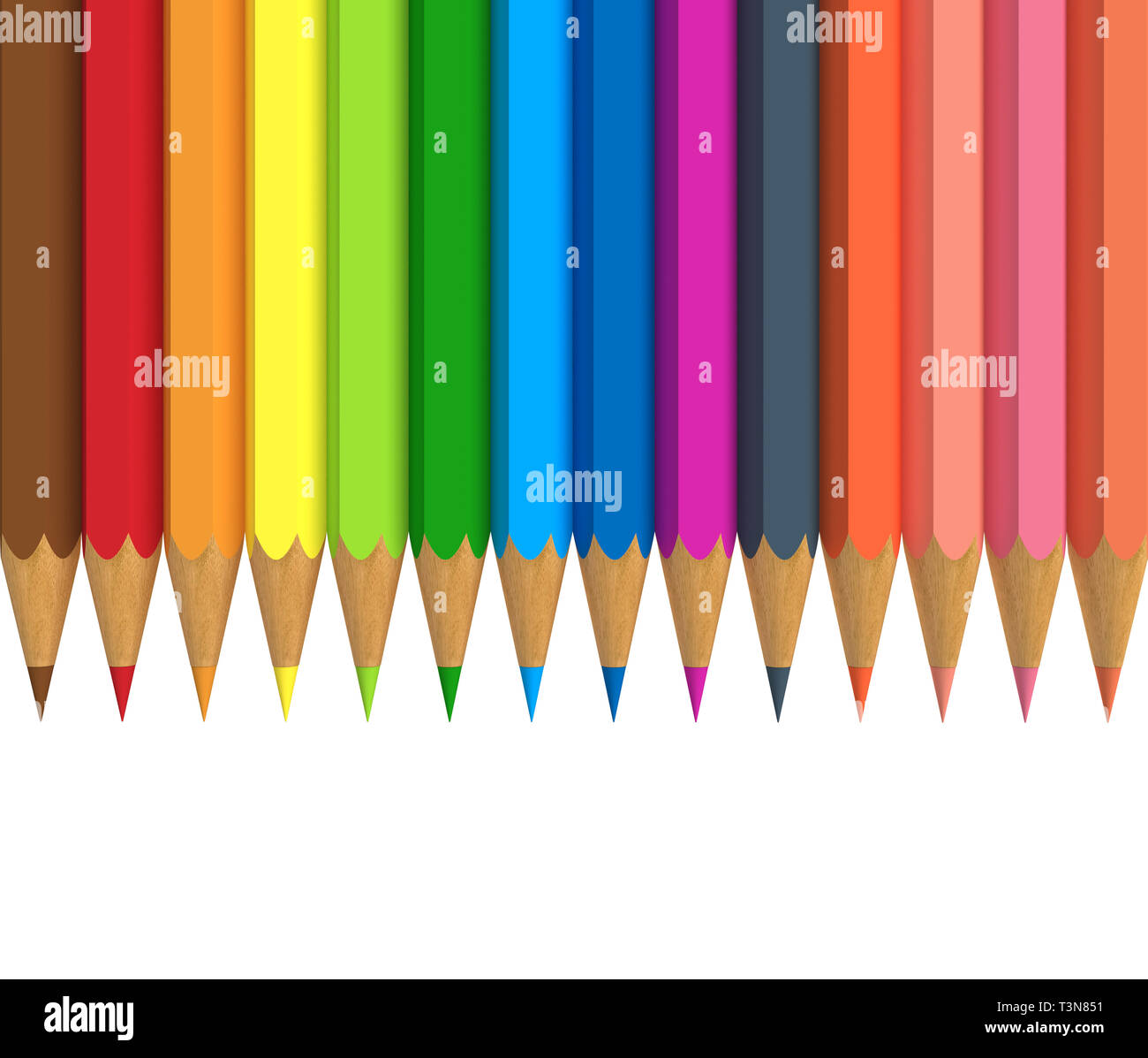 Color pencils on white background, 3D rendering Stock Photo - Alamy