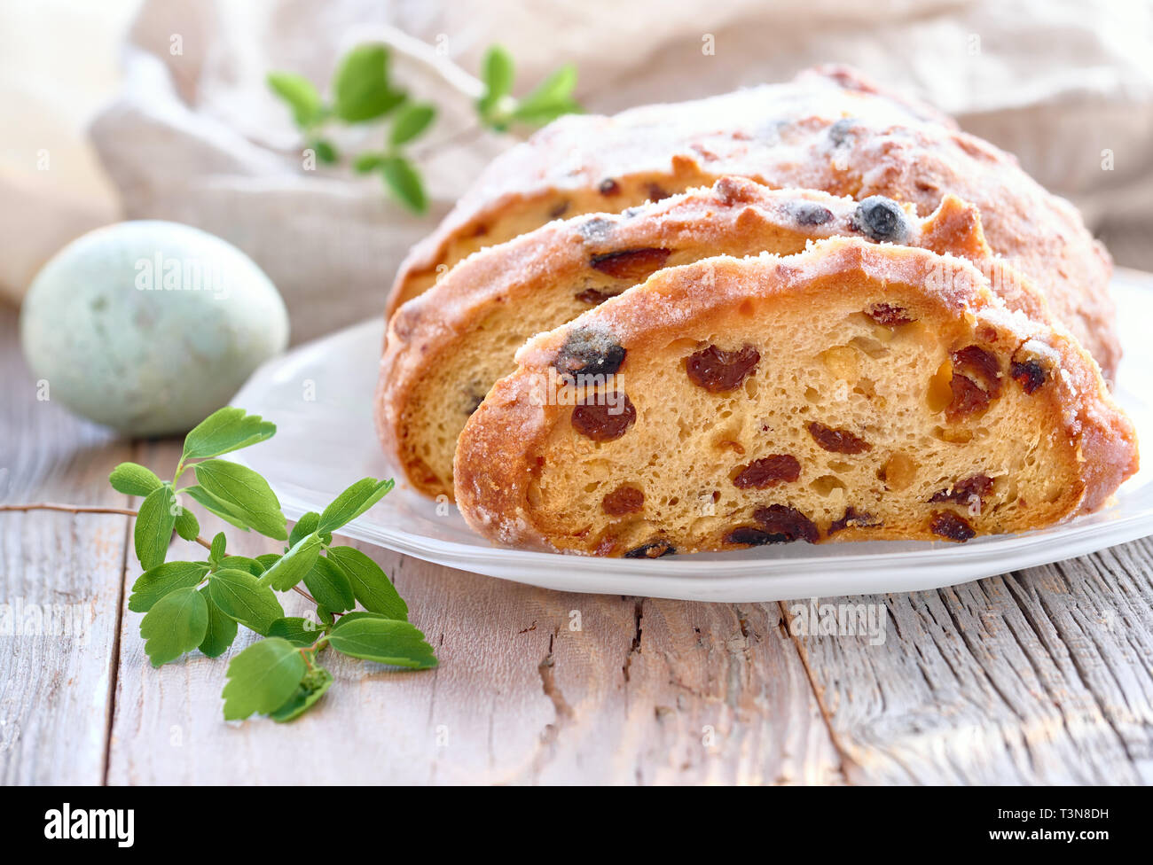 Easter Bread (Osterbrot in German). Close-up on traditional fruty bread ...