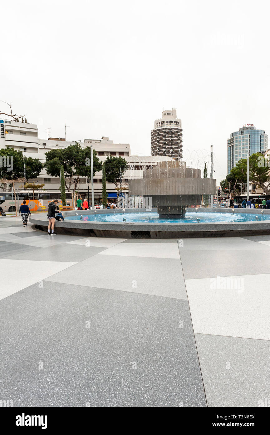 Israel, Tel Aviv-Yafo - 29 March 2019: The new Kikar Dizengoff square ...