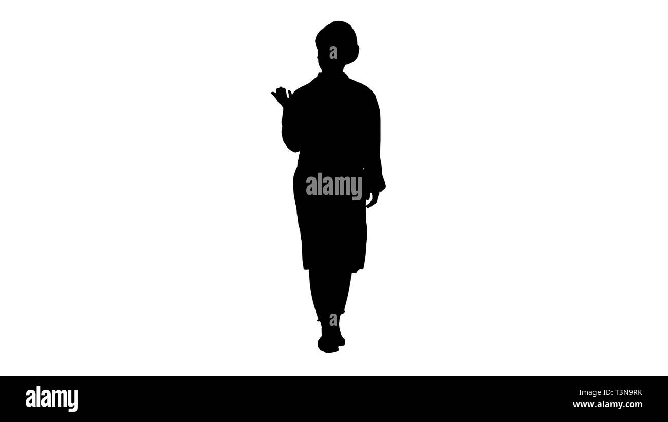 Silhouette Young female engineer or architect making presenting ...