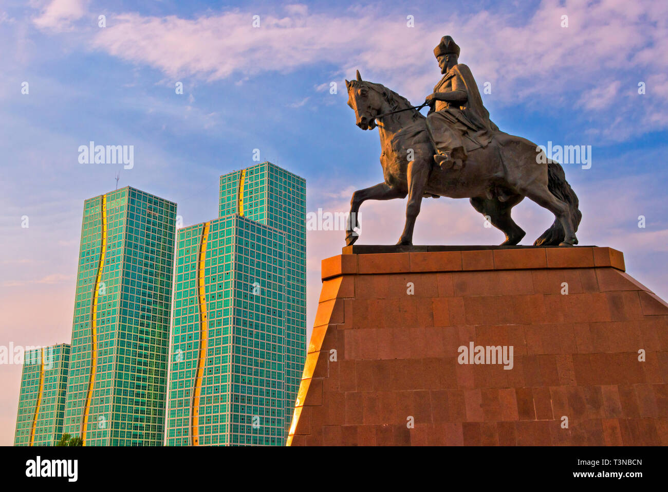 Kursk Building and Kenesary Khan Monument on the banks of Ishim River ...