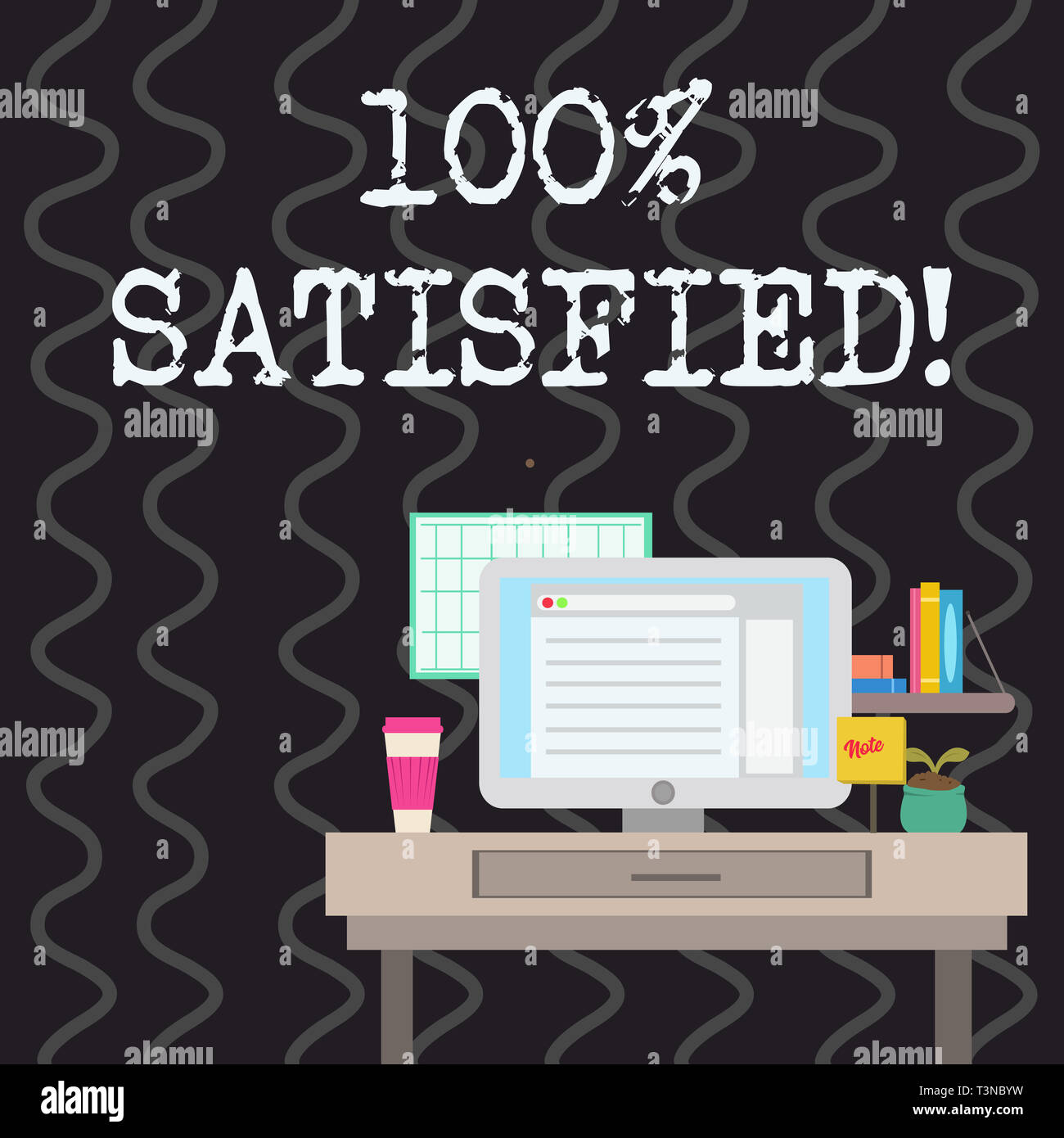 Writing note showing 100 Percent Satisfied. Business concept for ...
