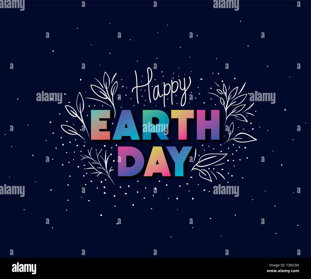 earth planet day calligraphy with leafs decoration Stock Vector Image ...