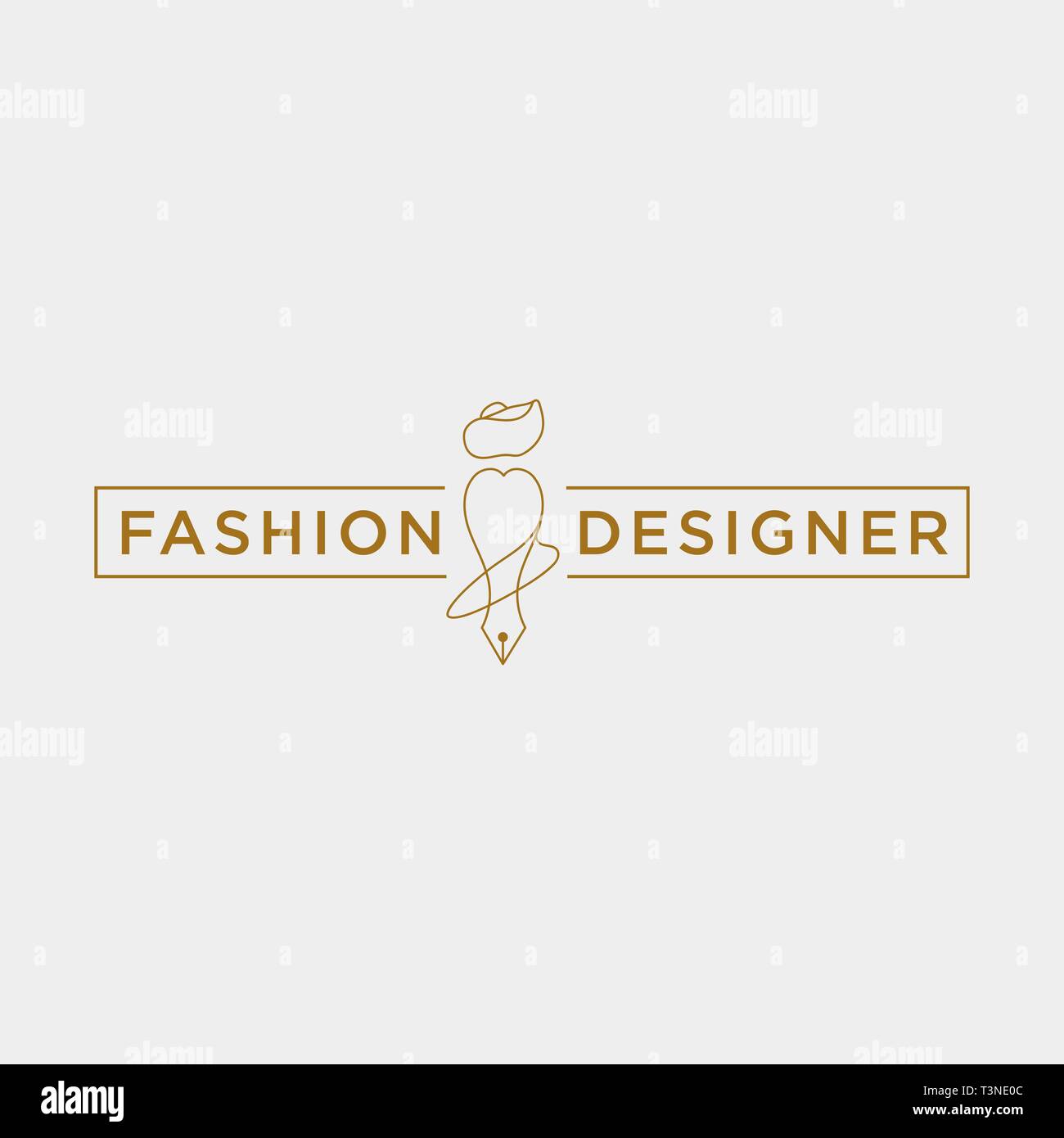 fashion writer or designer in simple line logo template vector ...